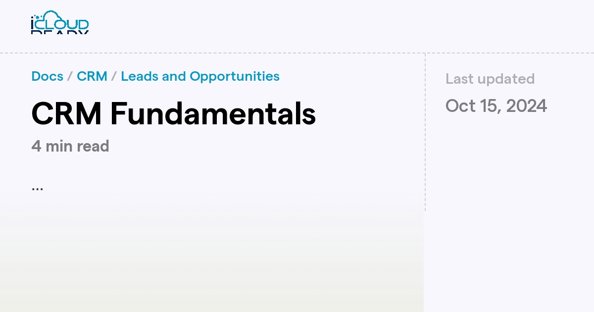 CRM Fundamentals - docs