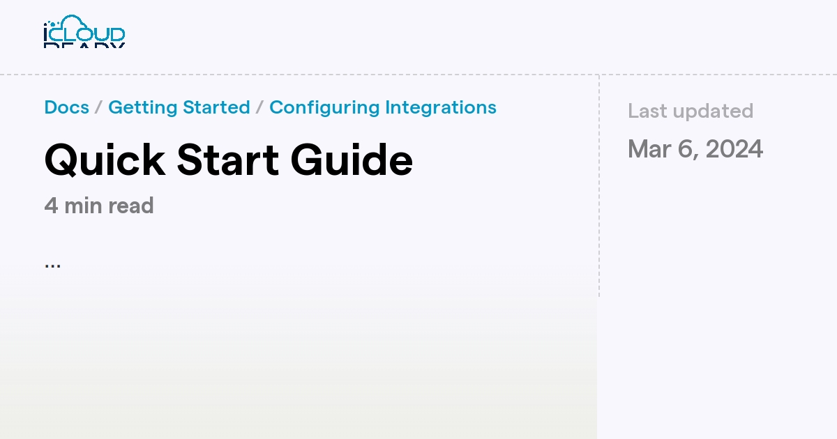 Quick Start Guide - docs