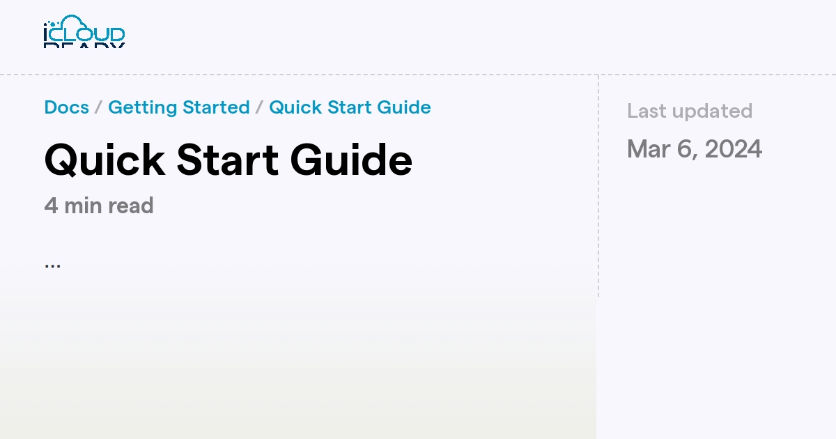 Quick Start Guide - docs