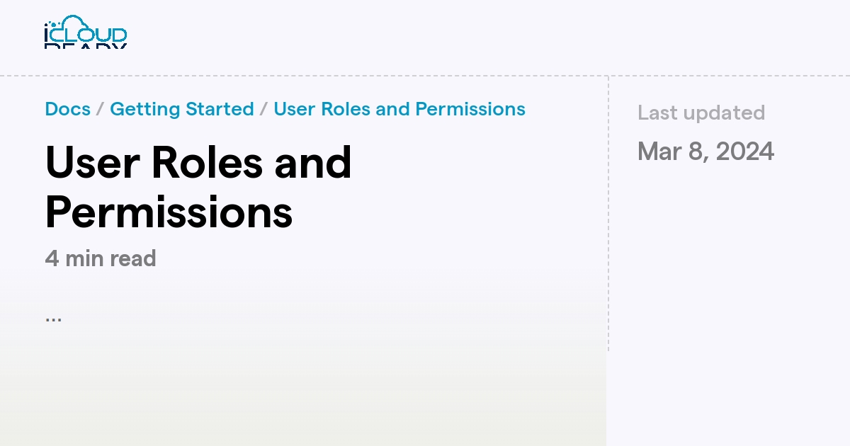 User Roles and Permissions - docs