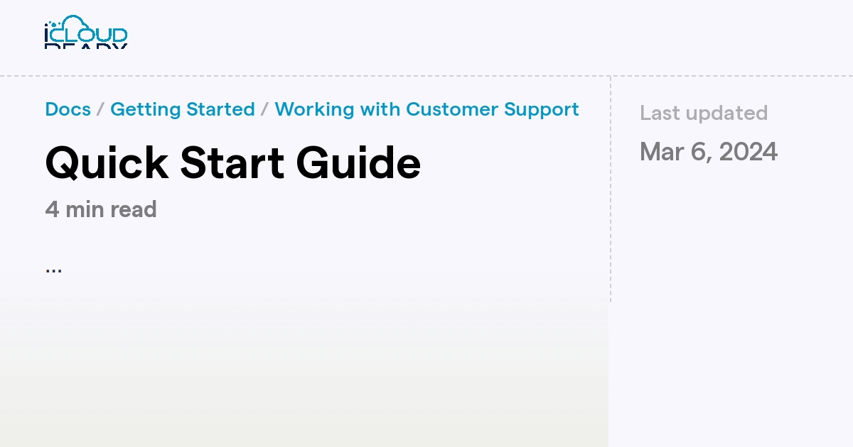 Quick Start Guide - docs